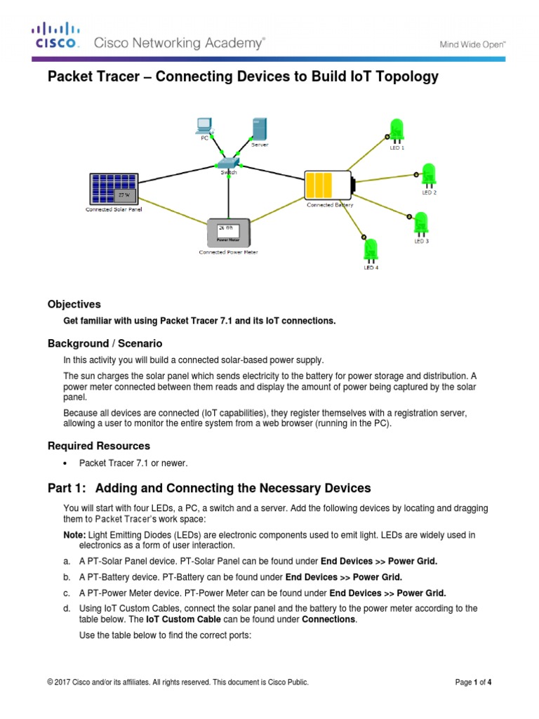 1.2.2.5 Packet Tracer - Connecting Devices To Build IoT | PDF ...