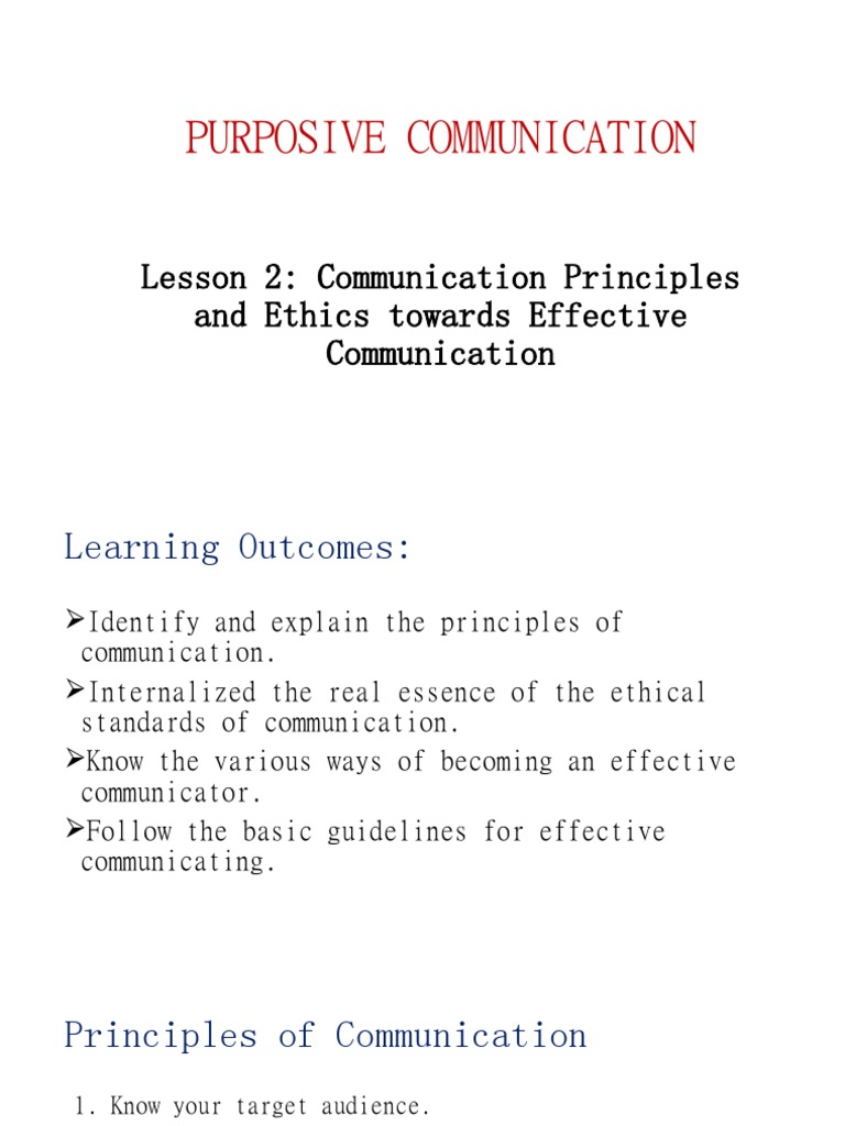 Purposive Communication Lesson2 | PDF | Communication | Nonverbal Communication