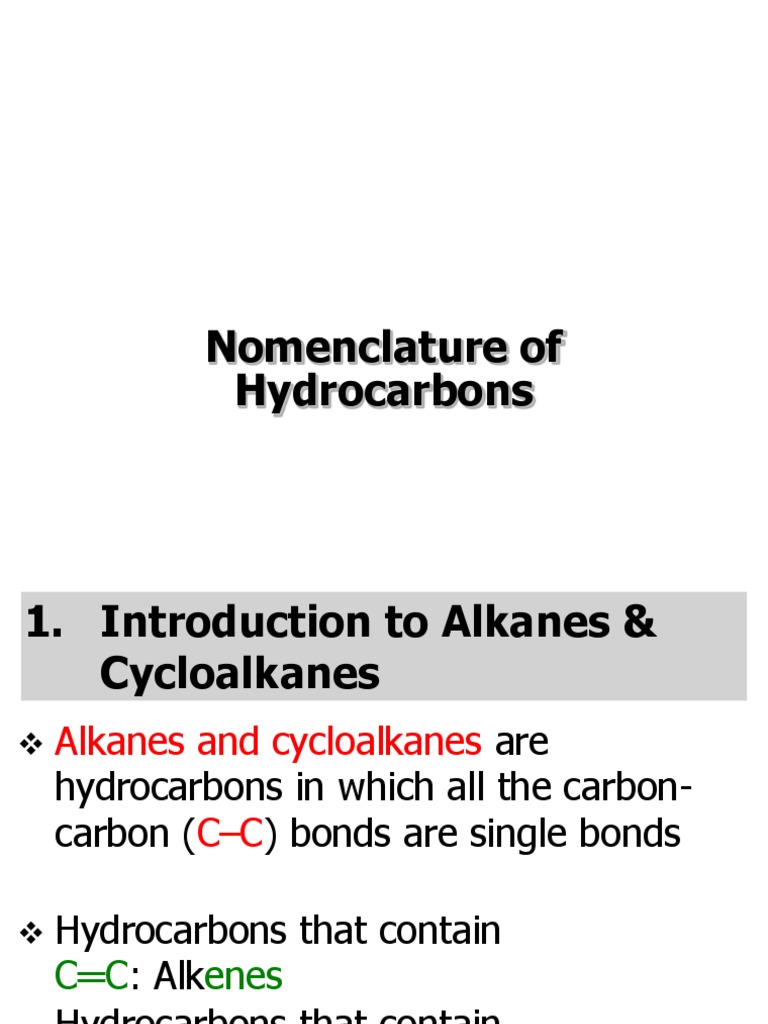 Nomenclature of Alkanes and Prefixes | PDF | Alkane | Hydrocarbons