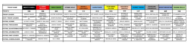 List of Scout Per Patrol | PDF
