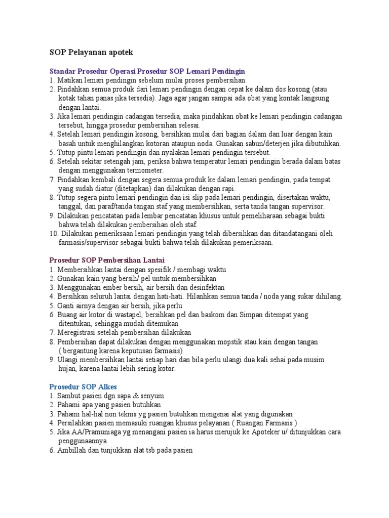 SOP Pelayanan Apotek | PDF