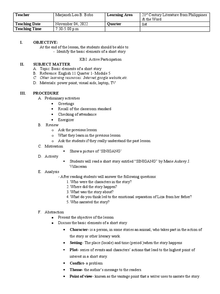 KBI in 21st Century Literature Lesson | PDF | Teachers | Communication