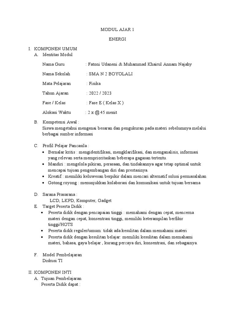 Format Modul Ajar Plp Pdf