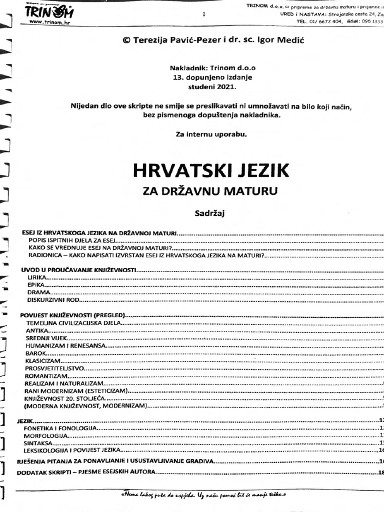 Trinom - Hrvatski - 2021 | PDF