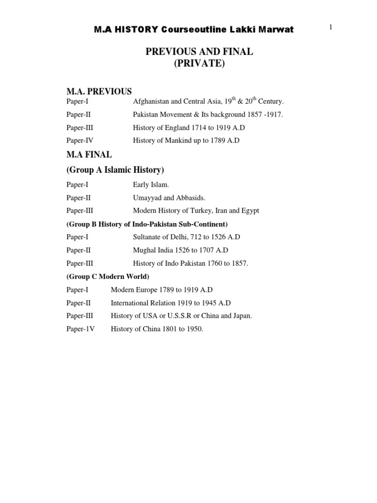 M.A History Past Papers Uni of Lakki Marwat | PDF | Mughal Empire | All India Muslim League