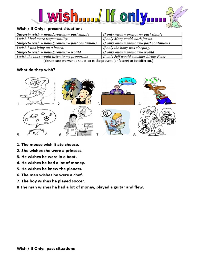 Worksheet - I Wish and If Only Fu... | PDF