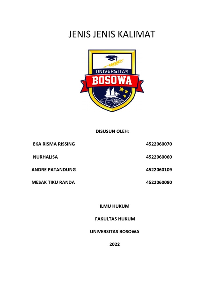 Makalah Bindo Jenis Kalimat klmp.8 | PDF