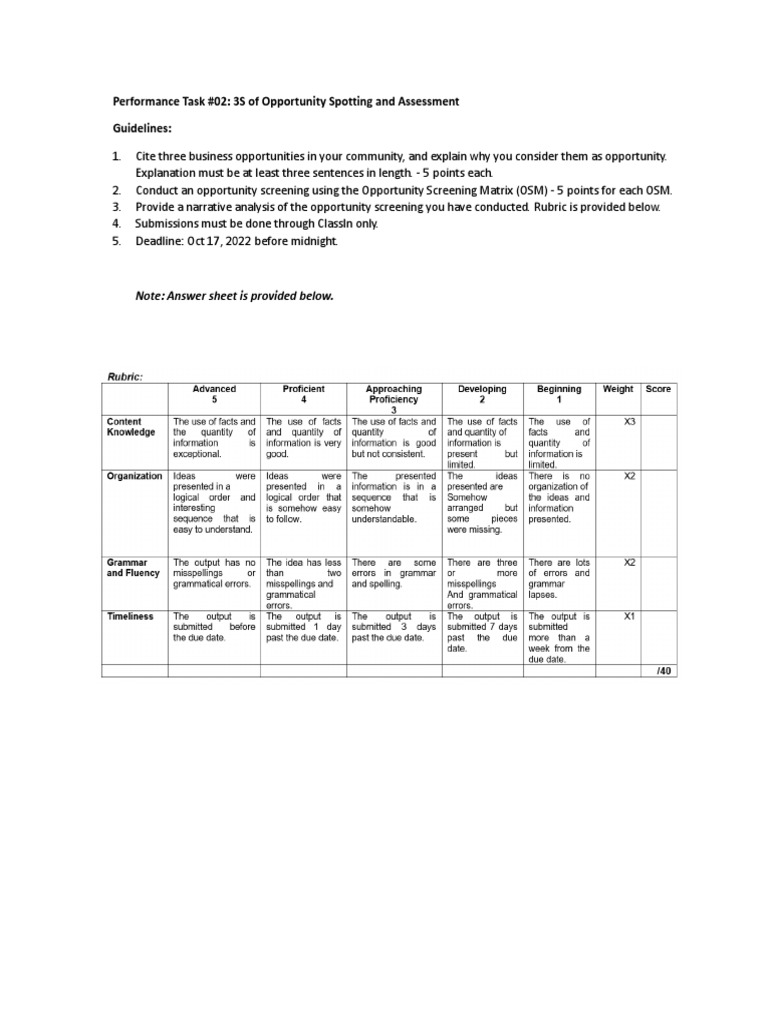 PT #02. 3S of Opportunity Spotting and Assessment | PDF ...