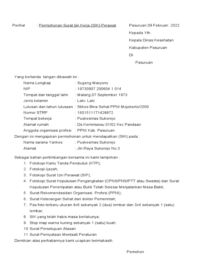 Persyaratan Sik Komplit 2021 DPK Purworejo | PDF