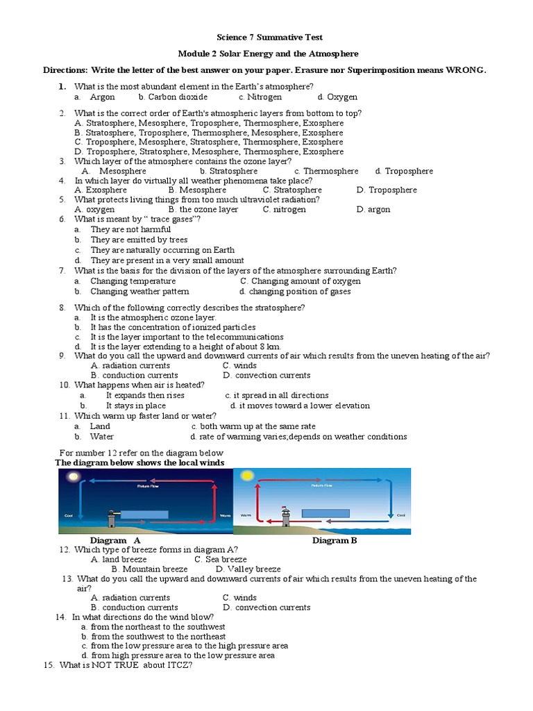 Science 7 Summative Test 4thmod.2 | PDF | Atmosphere Of Earth | Atmosphere