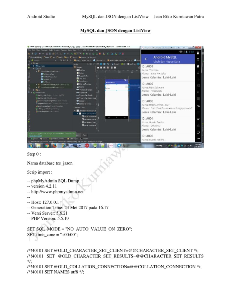 Android Studio - MySQL Dan JSON Dengan ListView | PDF | Data | Application Software