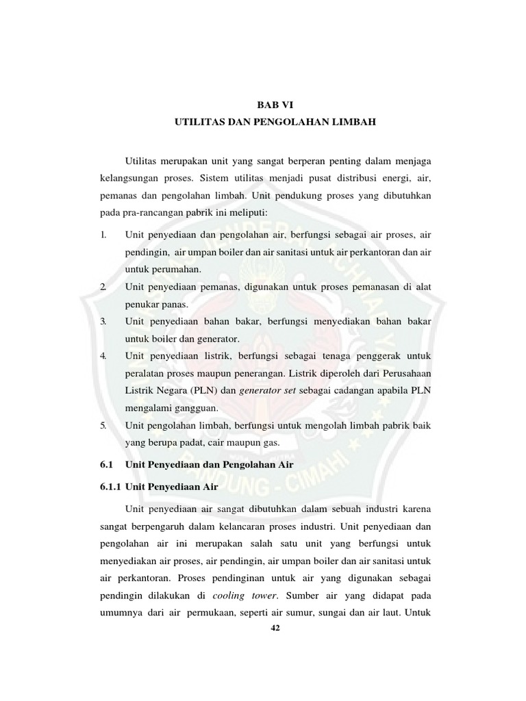 Bab VI Utilitas Dan Pengolahan Limbah | PDF