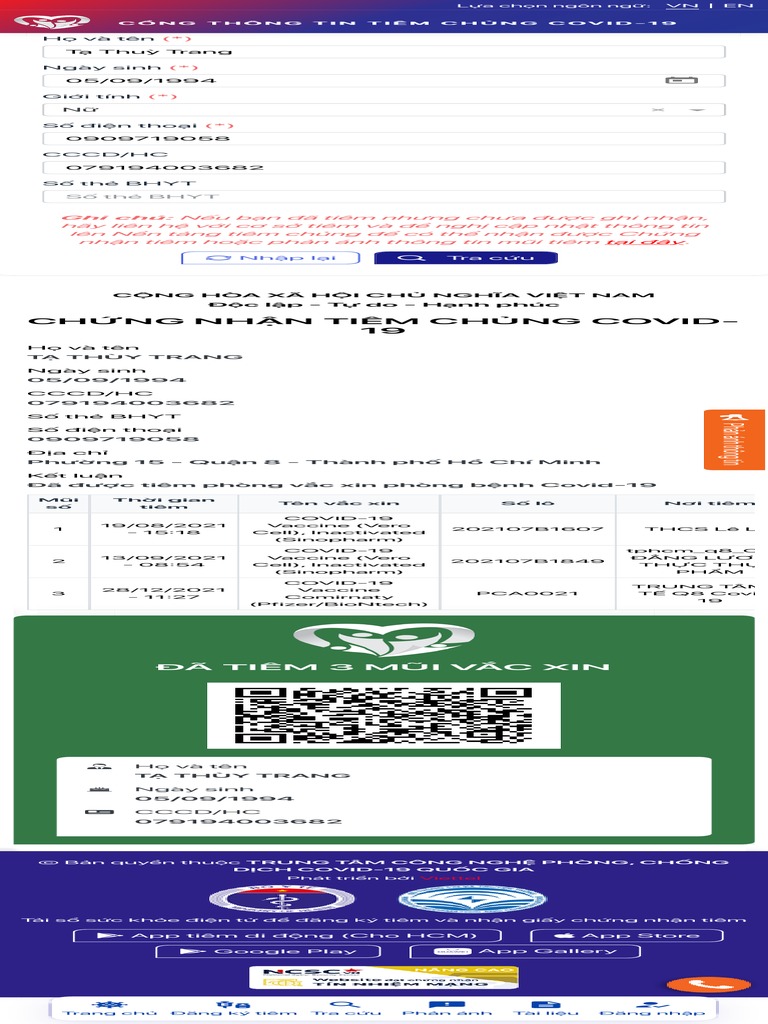 C NG Thông Tin Tiêm CH NG Covid | PDF