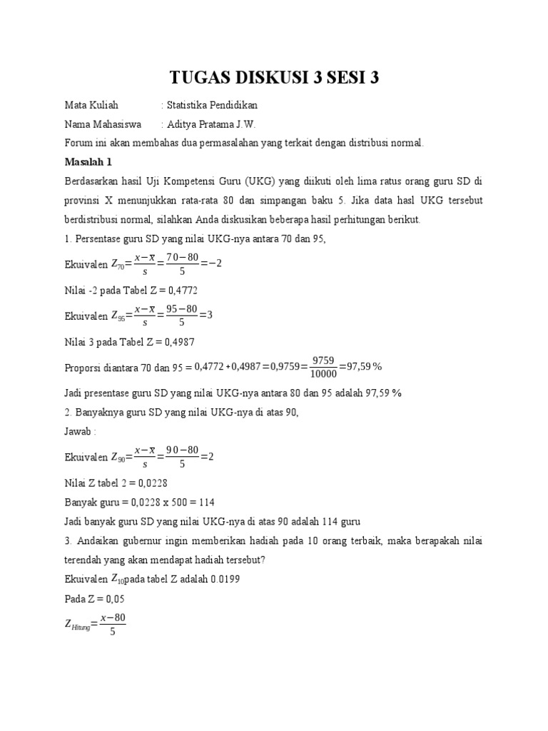 TUGAS DISKUSI 3 SESI 3 - Statistika Pendidikan | PDF