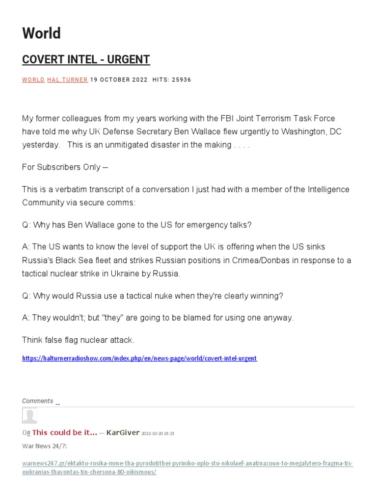 COVERT INTEL - URGENT - Nuclear False-Flag Attack in Ukraine in The ...