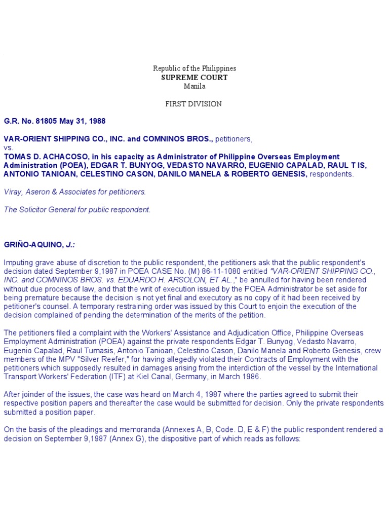 Var Orient V Achacoso | PDF | Virtue | Legal Procedure