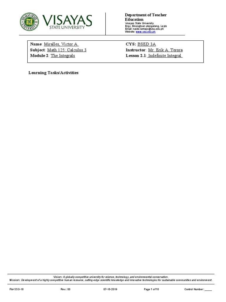 Math 125 - Calculus 3 - Miralles, Victor A. - Module - 2.1 | Download ...
