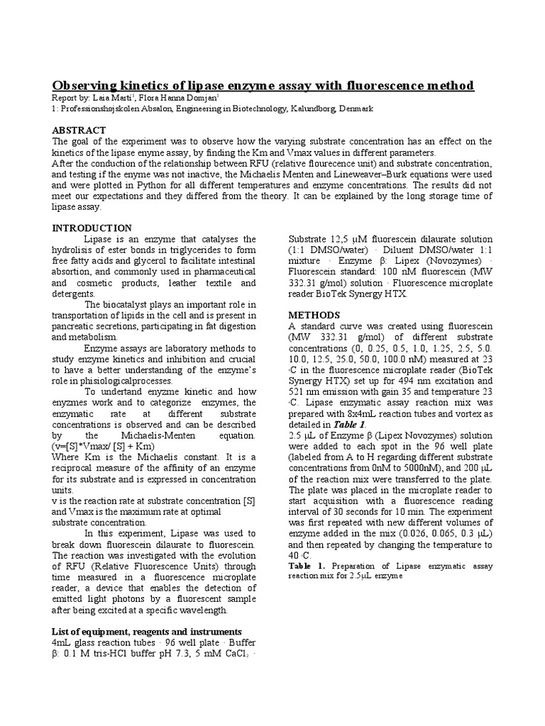 Lipase Enzyme Assay Final Final | PDF | Enzyme Kinetics | Enzyme