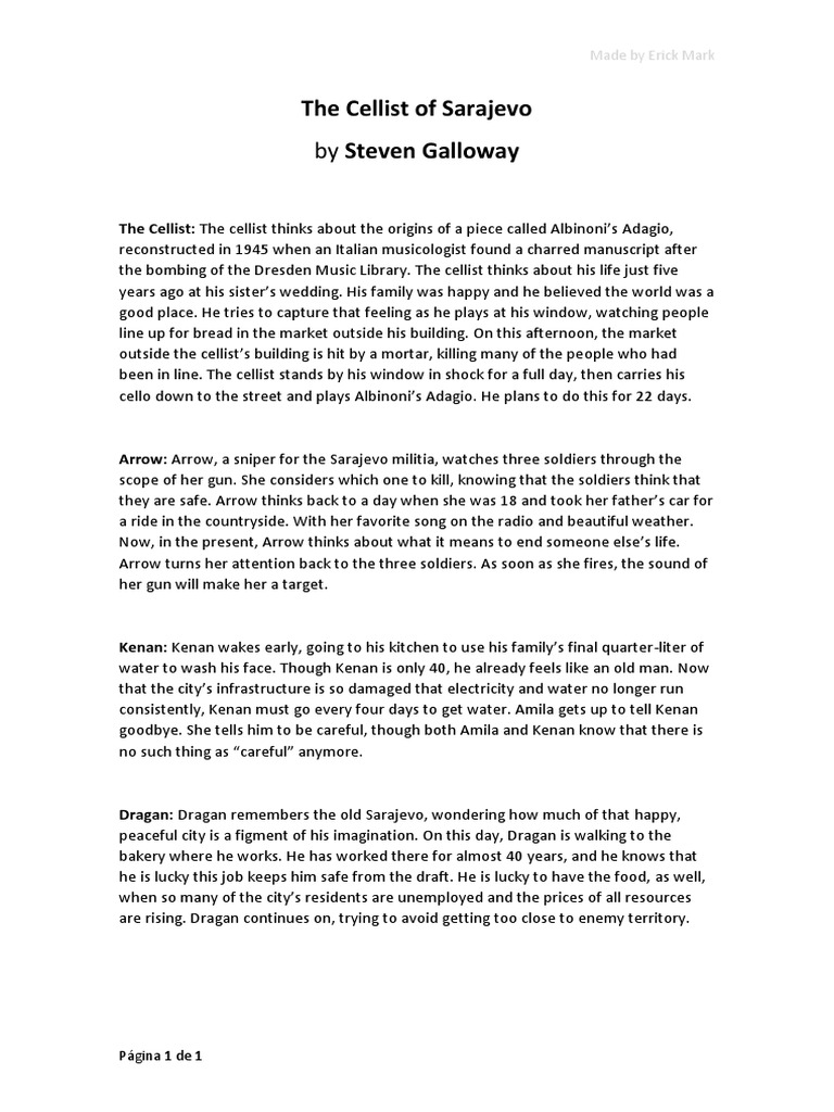 The Cellist of Sarajevo | PDF