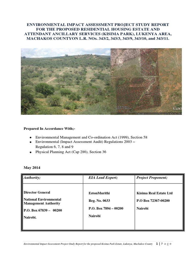 EIA 1154kisima Park EIA Project Study Report PDF | PDF | Environmental ...