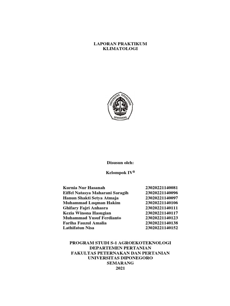 Laporan Praktikum Klimatologi IVB | PDF | Sains & Matematika