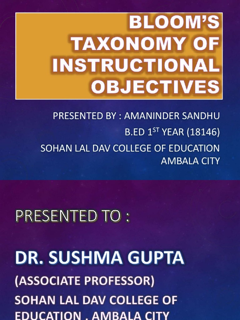 Bloom Taxonomy of Instructional Objectives | PDF