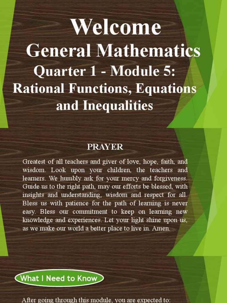 Module 5 Rational Functions Equations And Inequalities Pdf