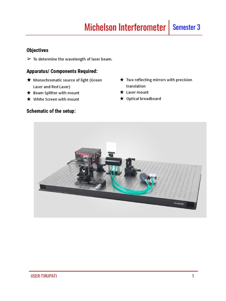 6.michelson Interferometer | PDF | Interferometry | Mirror