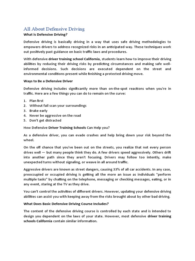 All About Defensive Driving | PDF | Traffic Collision | Driving