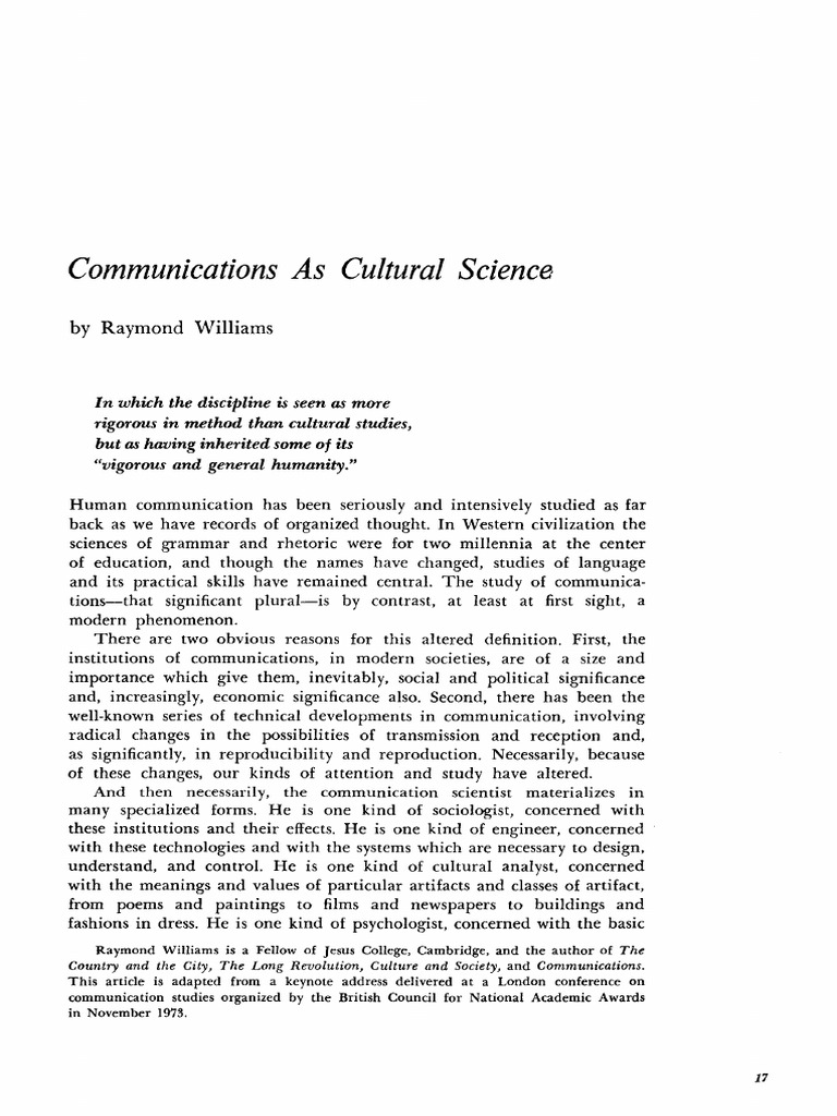 Cultural Science in Communication Studies | PDF | Communication | Science