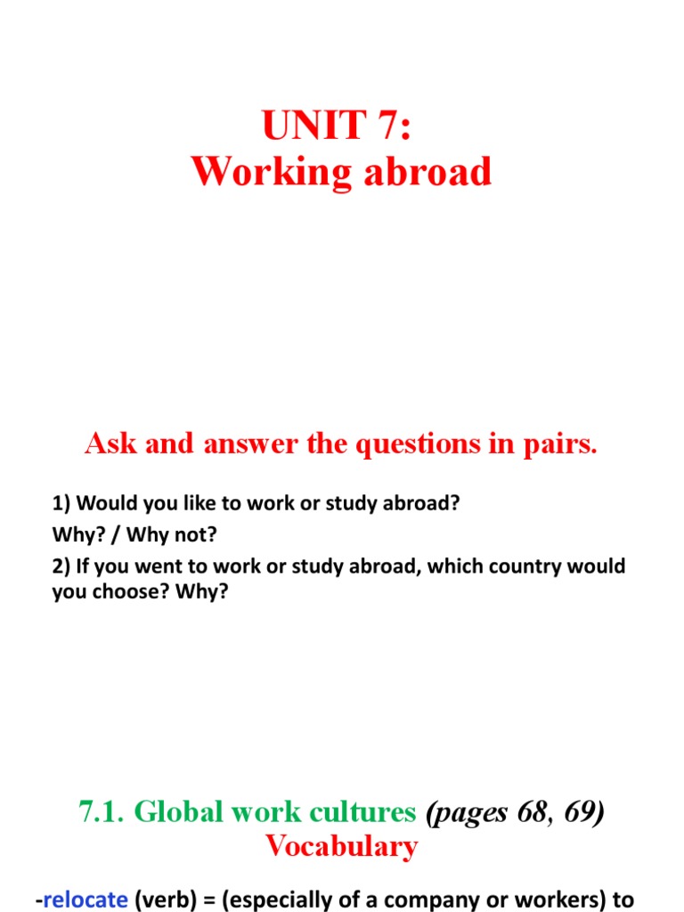 Unit 7-Working Abroad | PDF | International Student | Language Mechanics