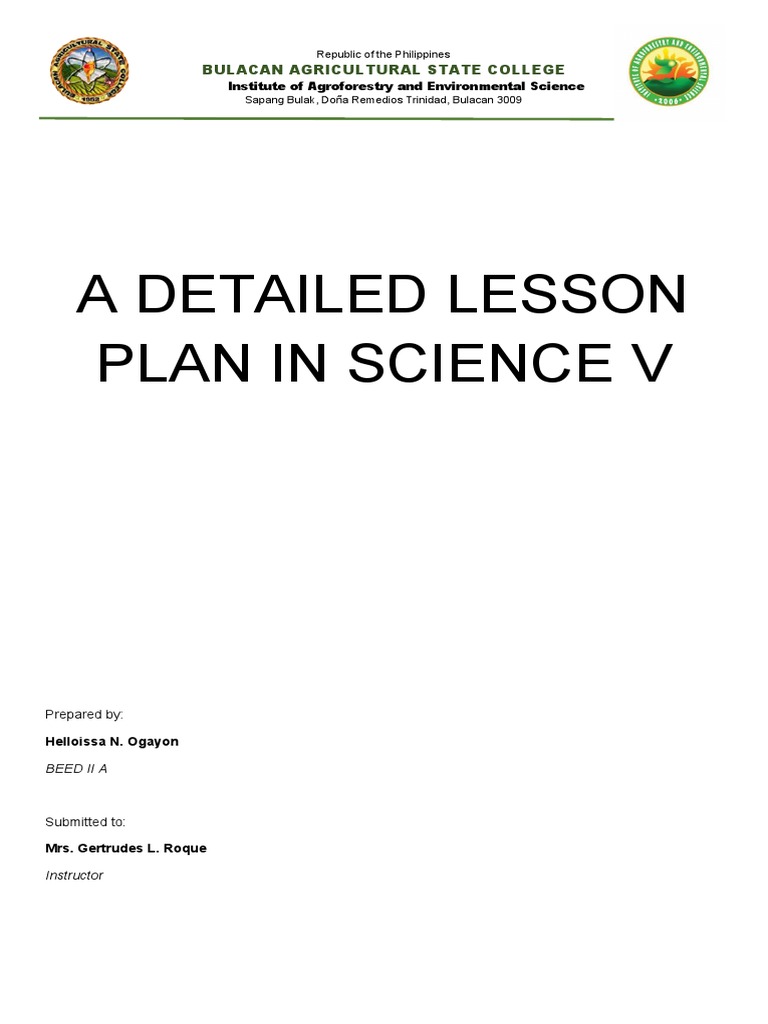 A Detailed Lesson Plan in Science 5 | PDF | Uterus | Reproductive System