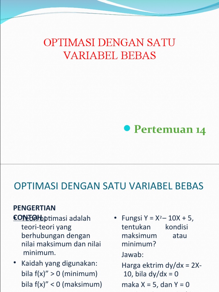Optimasi Ekonomi dengan Satu Variabel | PDF