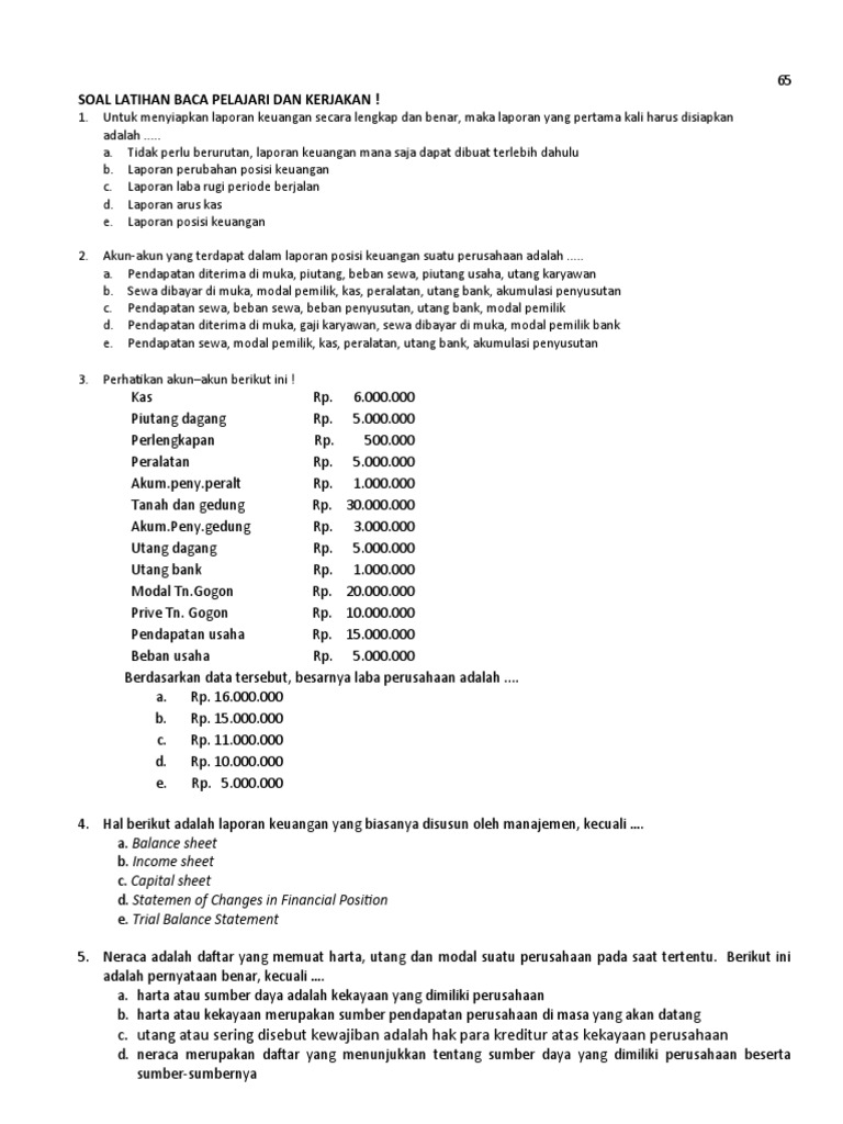 Soal Latihan Soal JP, J Pblk. | PDF | Pengelolaan Keuangan & Uang | Hukum