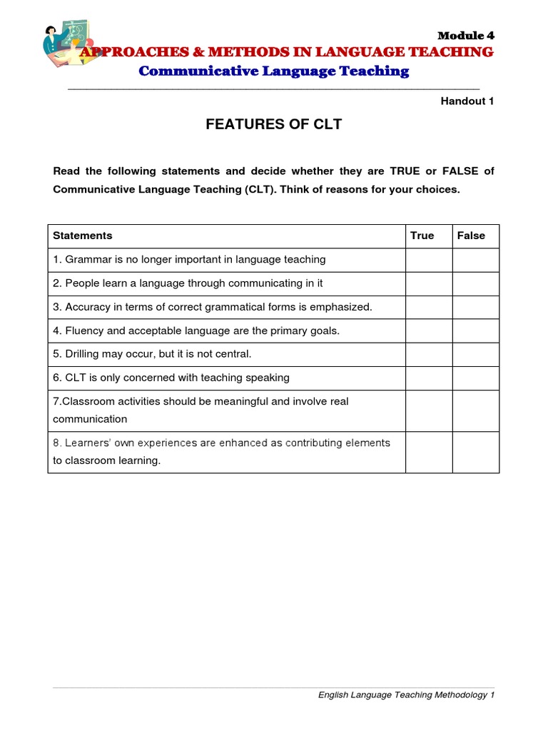 CLT Handouts | PDF | Language Education | Teaching Method