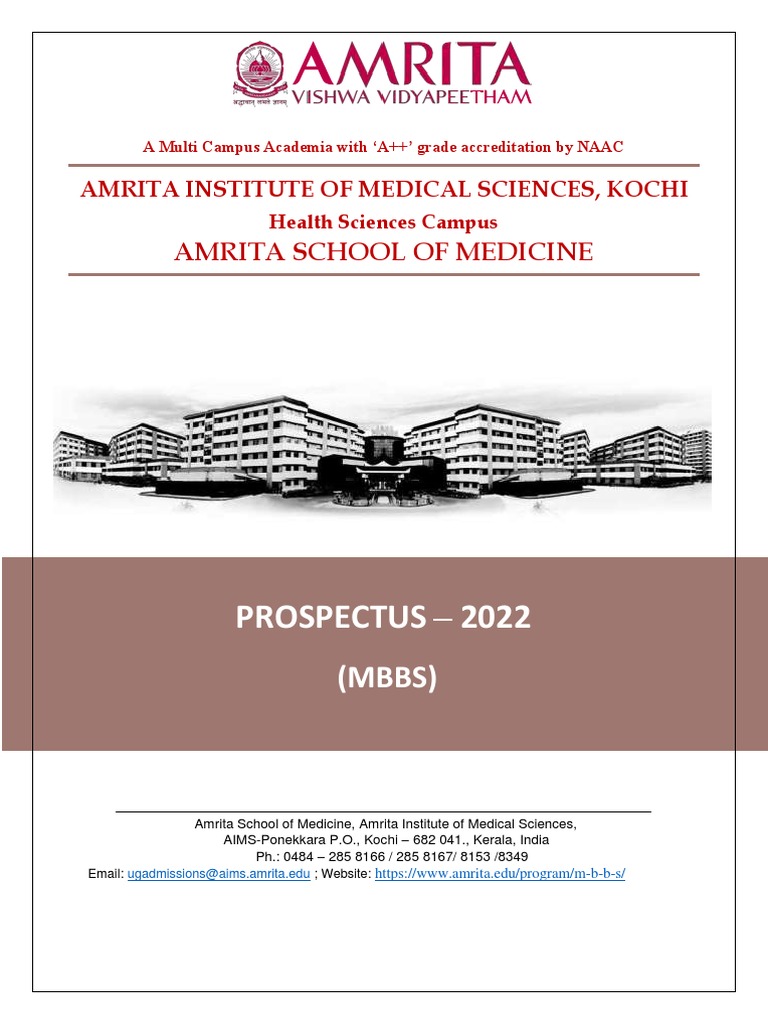 Amrita Medical College Mbbs-Prospectus-2022 | PDF
