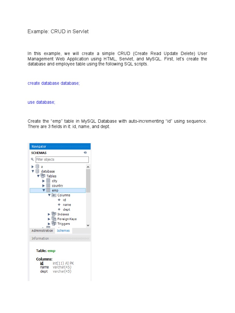 CRUD in Servlet | PDF | Databases | Java (Programming Language) CRUD in Servlet | PDF | Databases | Java (Programming Language)