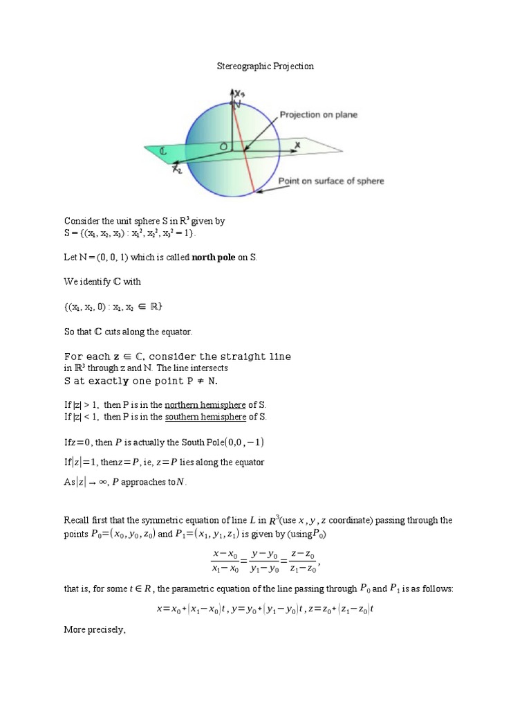Stereographic Projection Pdf Algebraic Geometry Abstract Algebra
