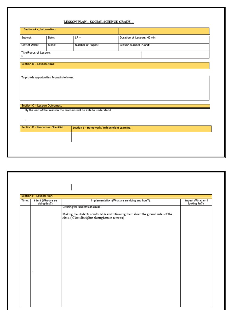 Lesson Plan Formart | PDF