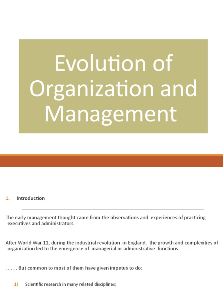 Evolution of Organization and Management | PDF