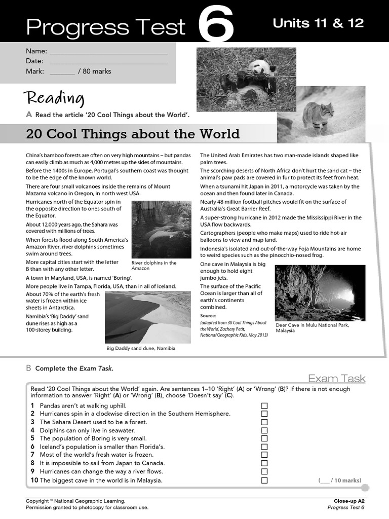 A2 Progress Test 6 Download Free Pdf Rain Desert