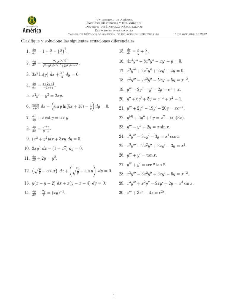 Taller de M Todos de Soluci N de Ecuaciones Diferenciales | PDF | Ajedrez