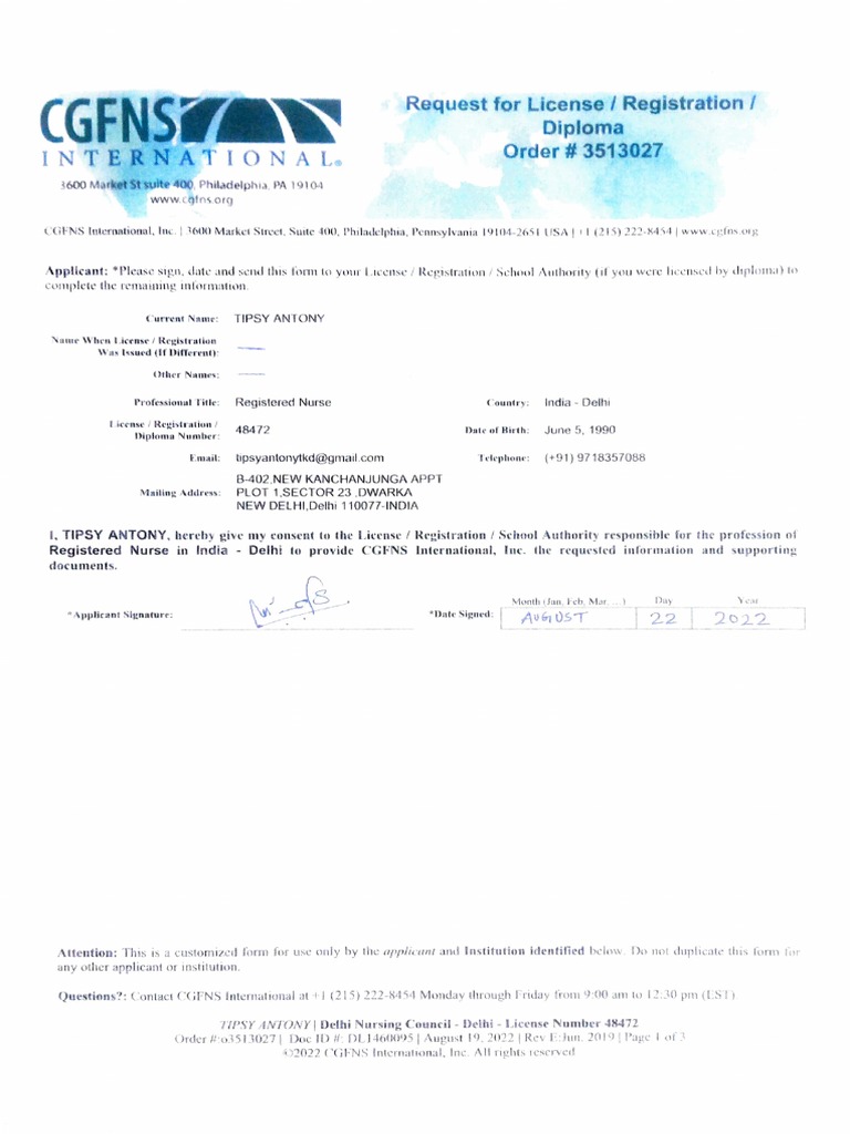 Cgfns For DNC | Download Free PDF | Written Communication | Public Services