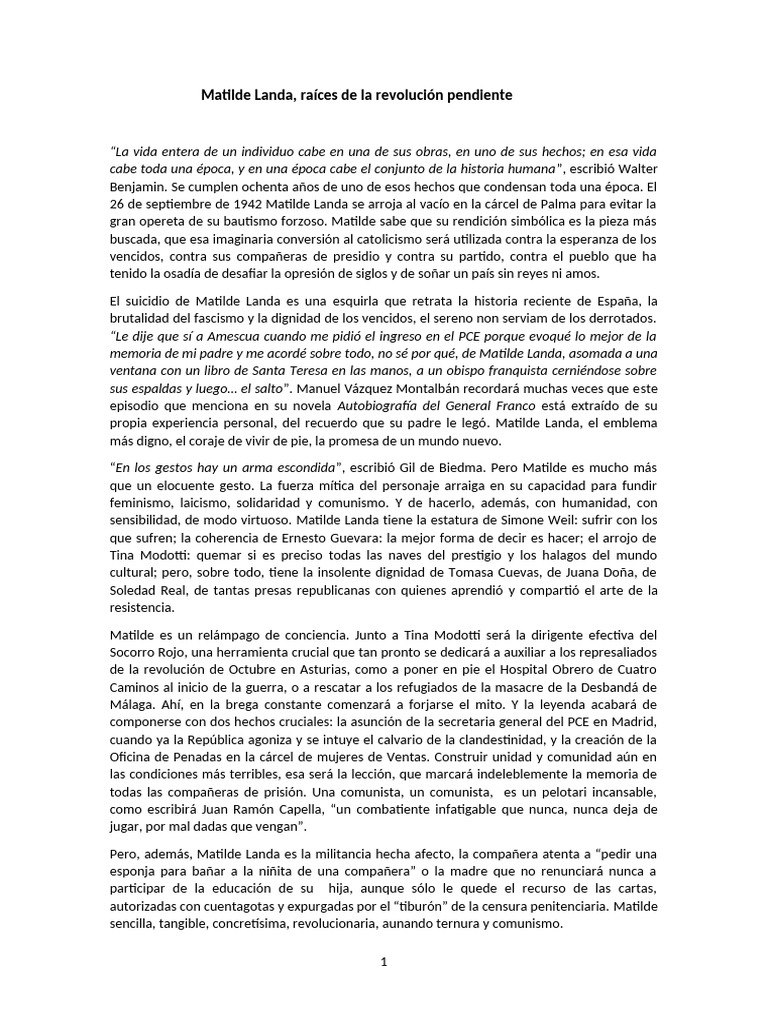 Matilde Landa: Revolución y Resistencia | PDF | Ideologías