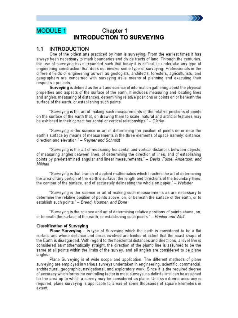 Module 1 - INTRODUCTION TO SURVEYING | PDF | Surveying | Standard Deviation