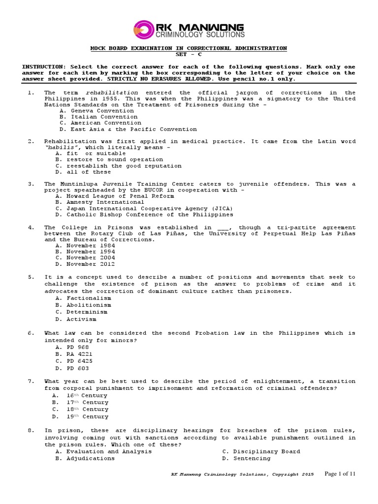 Cor Admin Set C | PDF | Prison | Crimes