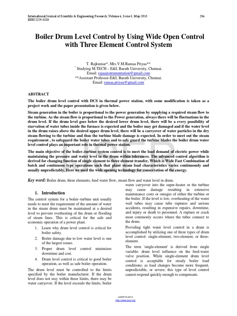 Boiler Drum Level Control System | PDF | Boiler | Control Theory