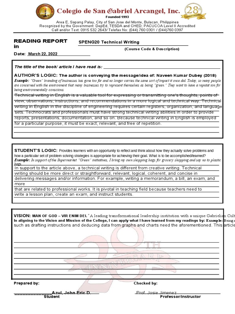 Reading Report - Learning Diary | PDF | Thought | Knowledge