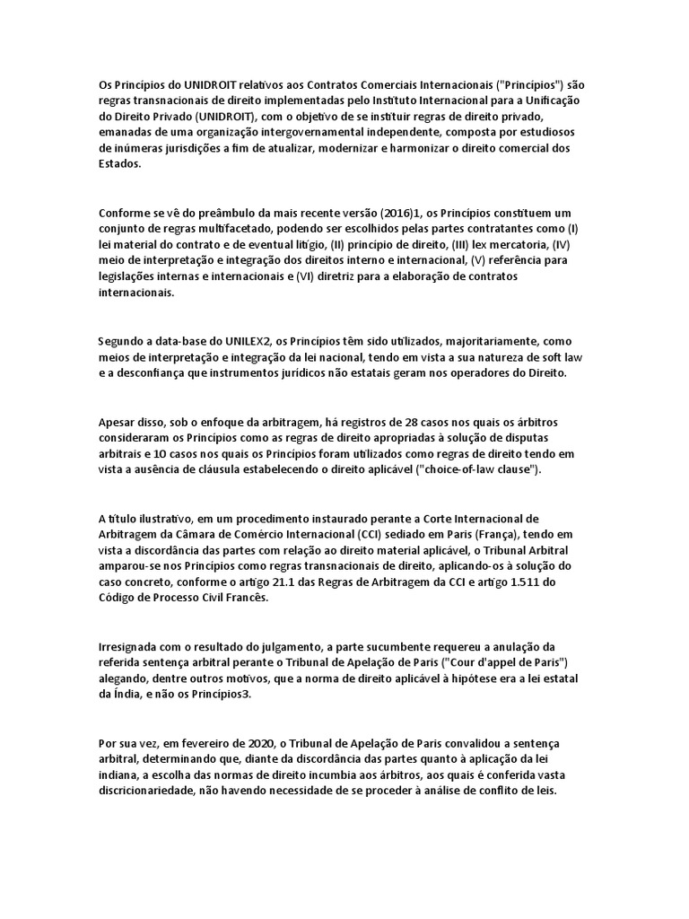 Os Princípios Do UNIDROIT Relativos Aos Contratos Comerciais ...
