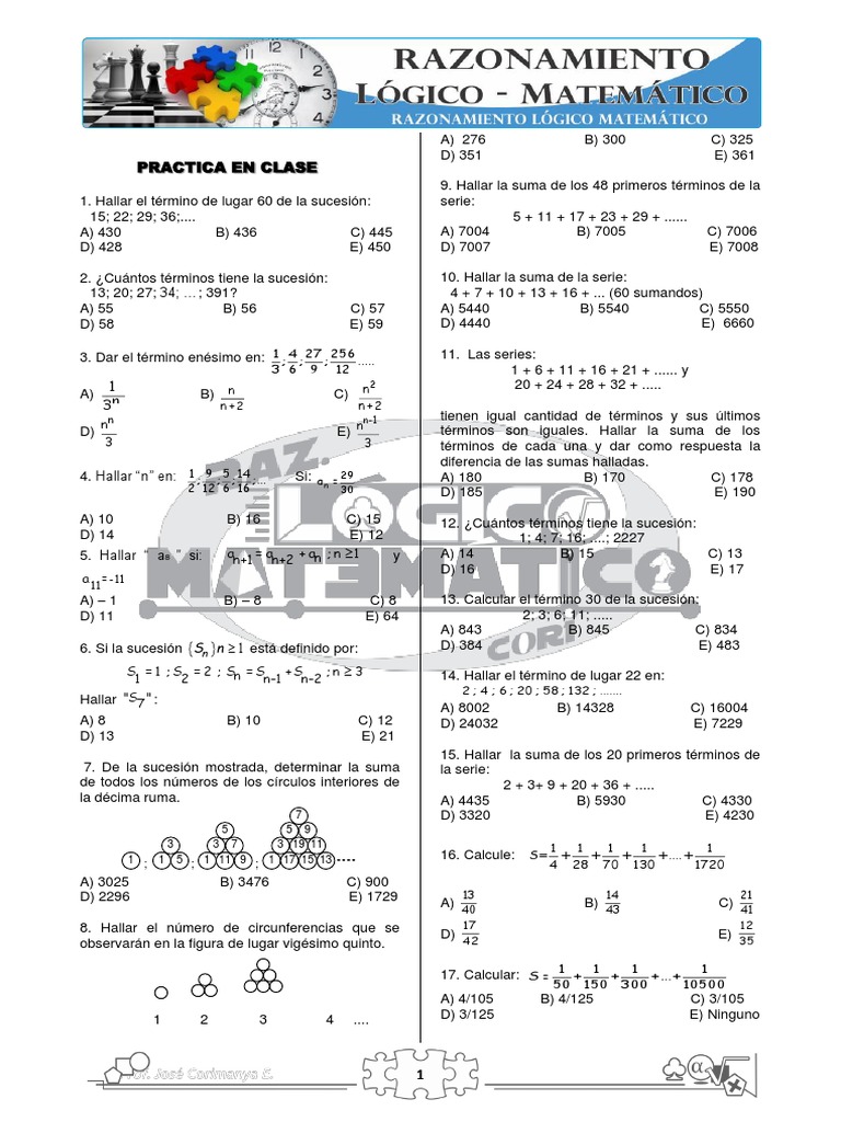 1er Practica Raz. Log. Matematico 2021 | PDF | Matemáticas